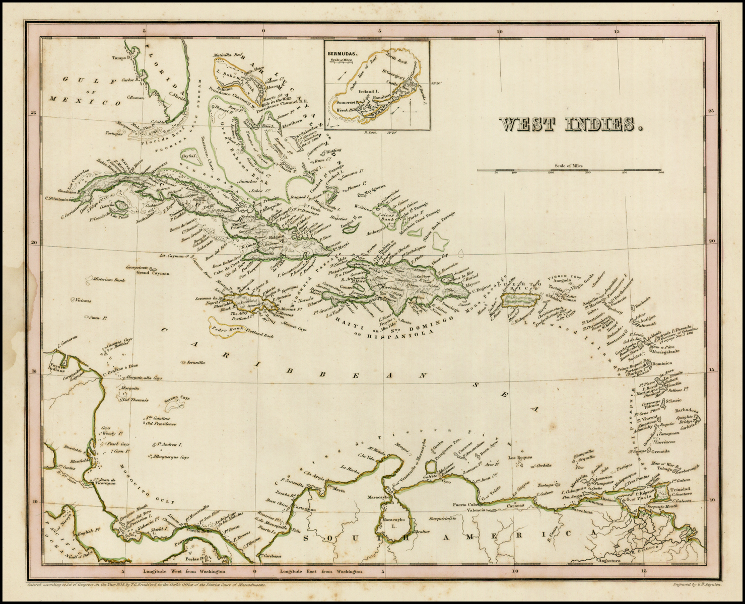 West Indies [Bermuda Inset] - Barry Lawrence Ruderman Antique Maps Inc.