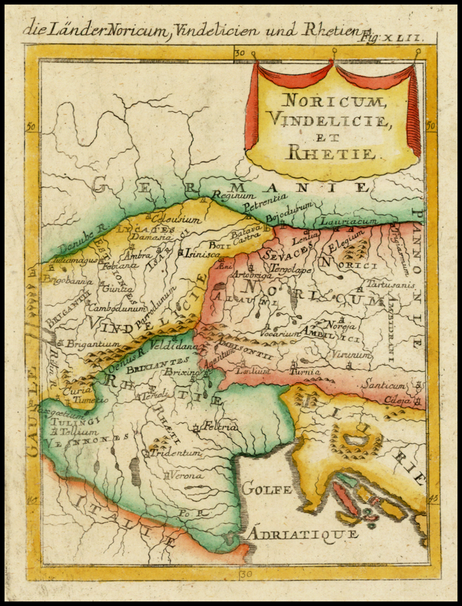 Noricum, Vindelicie, et Rhetie - Barry Lawrence Ruderman Antique Maps Inc.