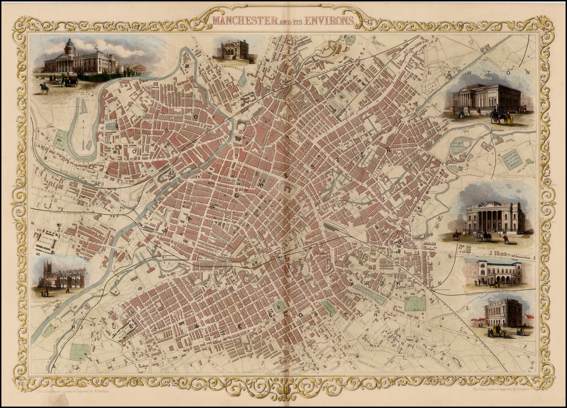 Manchester and its Environs - Barry Lawrence Ruderman Antique Maps Inc.