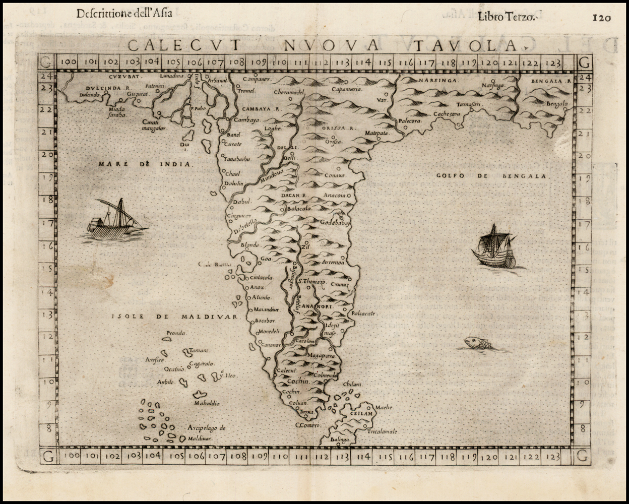 Calecut Nuova Tavola - Barry Lawrence Ruderman Antique Maps Inc.