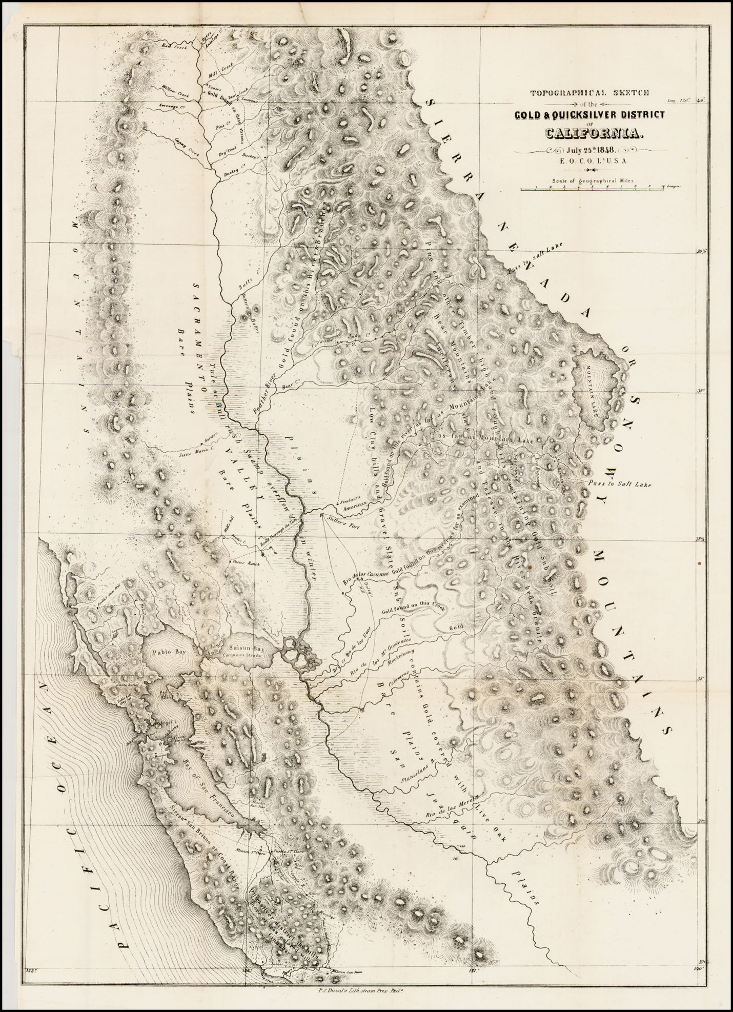 Topographical Sketch of the Gold & Quicksilver District of California ...