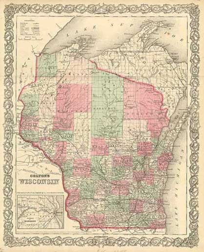 Colton's Wisconsin - Barry Lawrence Ruderman Antique Maps Inc.