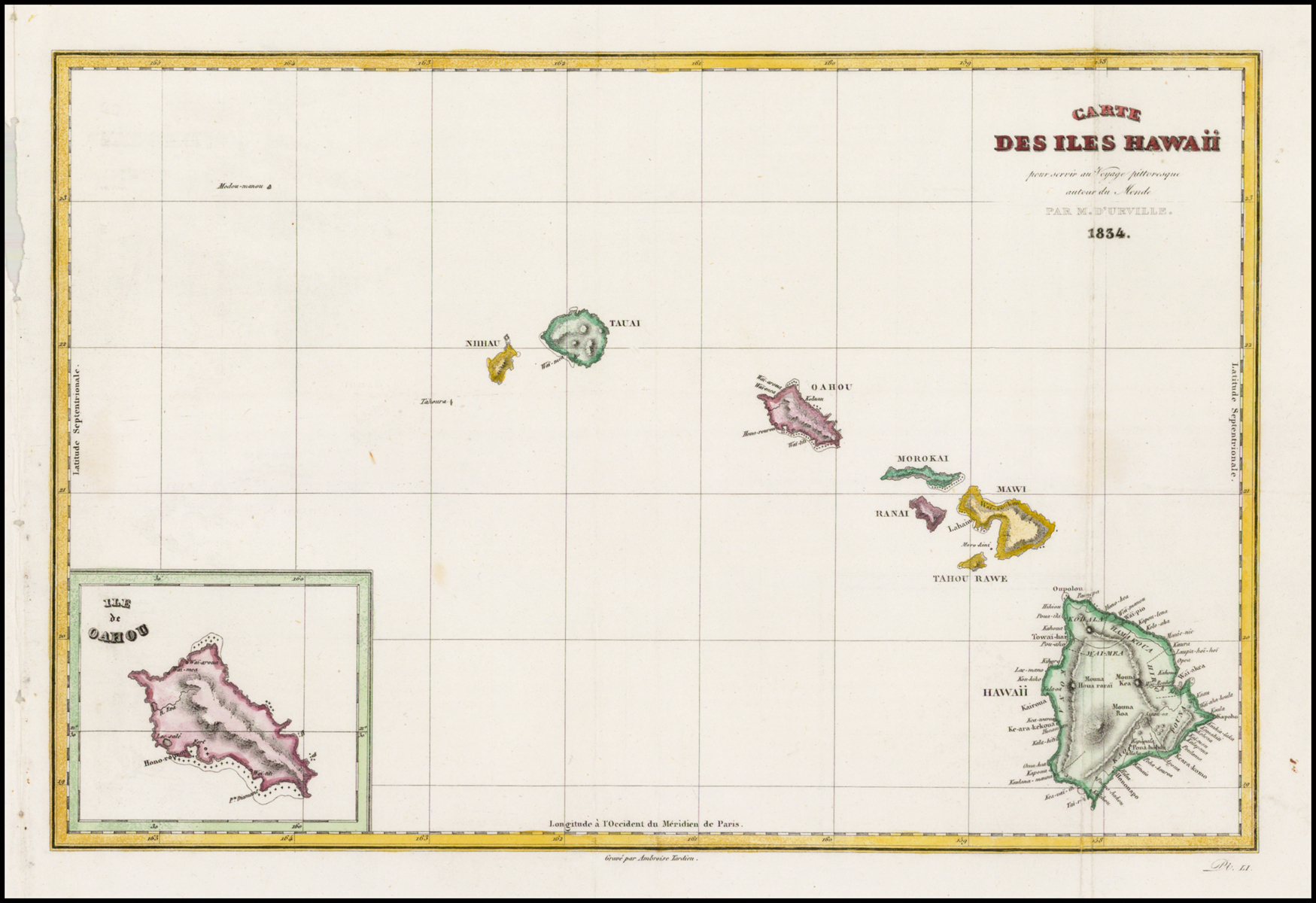 Carte Des Iles Hawaii . . . 1834 - Barry Lawrence Ruderman Antique Maps ...