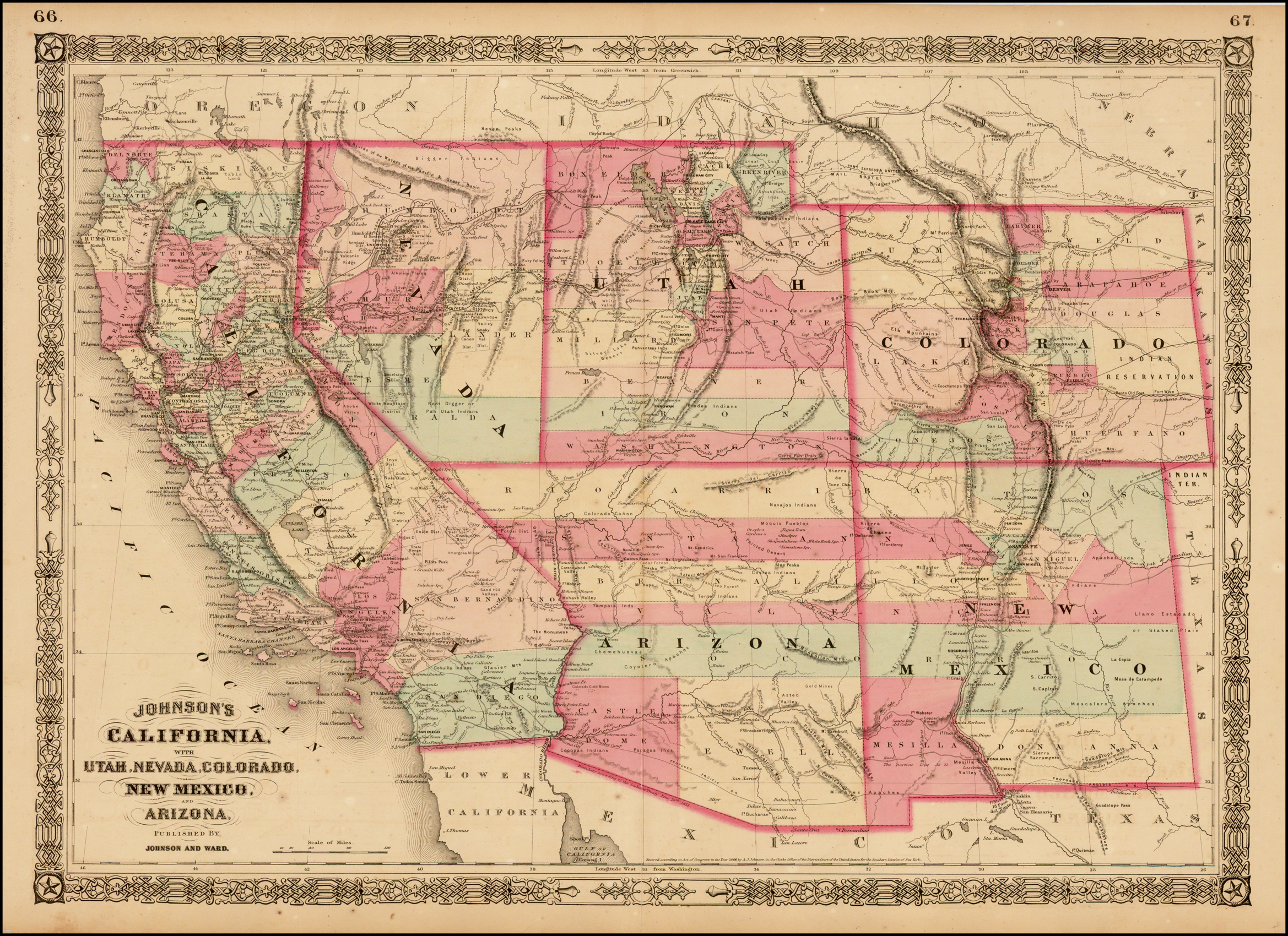 Johnson's California, with Utah, Nevada, Colorado, New Mexico and ...