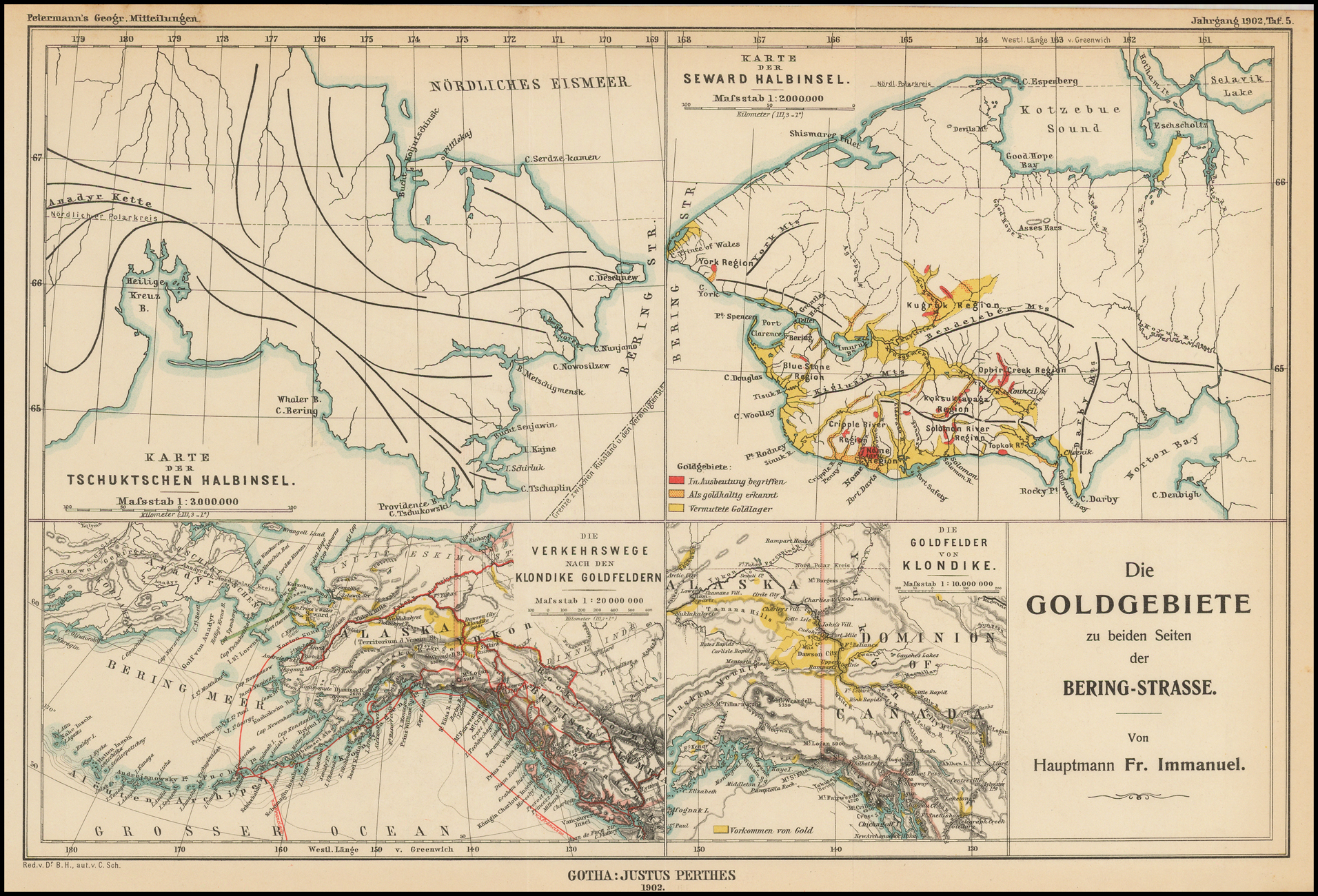 Die Goldgebiete zu beiden Seiten der Bering-Strasse. Von Hauptmann Fr ...