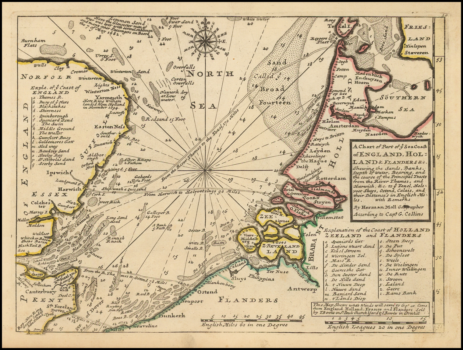 A Chart of Part of ye Sea Coast of England, Holland & Flanders &c ...