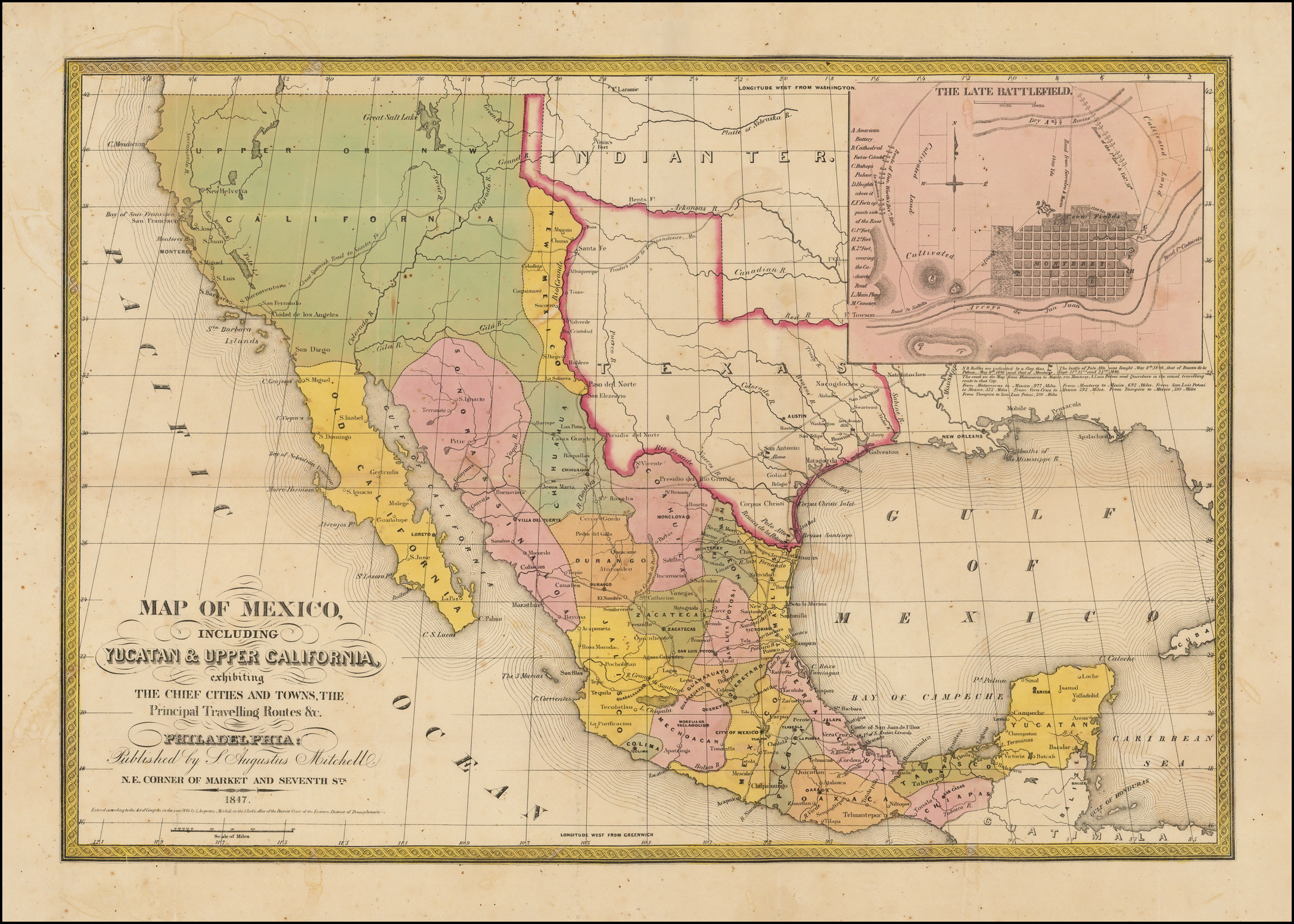 Map of Mexico, Including Yucatan & Upper California, exhibiting The ...
