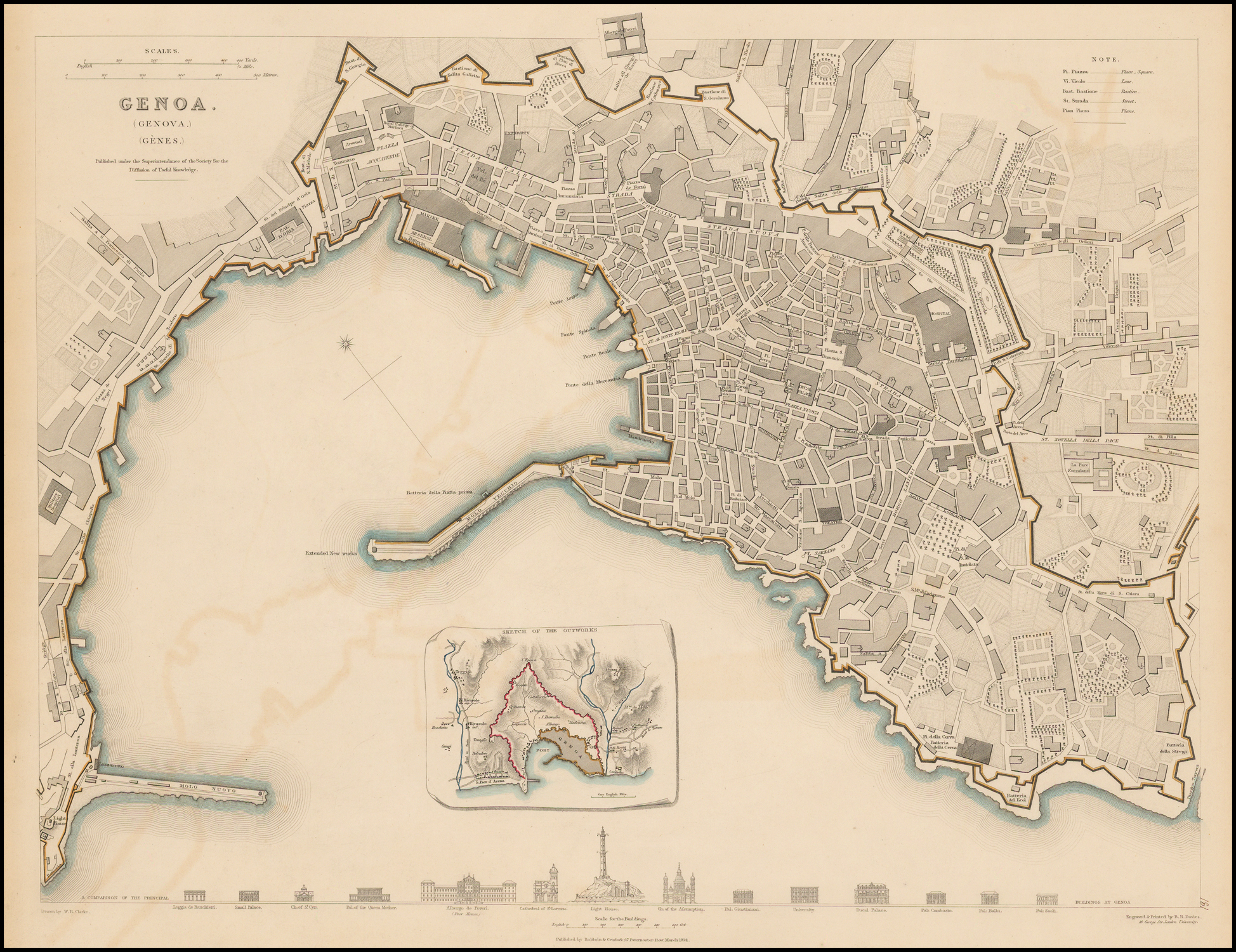 Genoa (Genova) (Genes) - Barry Lawrence Ruderman Antique Maps Inc.