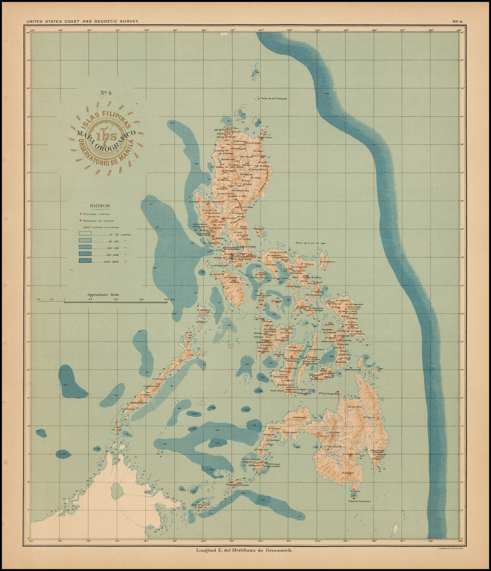 Islas Filipinas Mapa Orografico - Barry Lawrence Ruderman Antique Maps Inc.