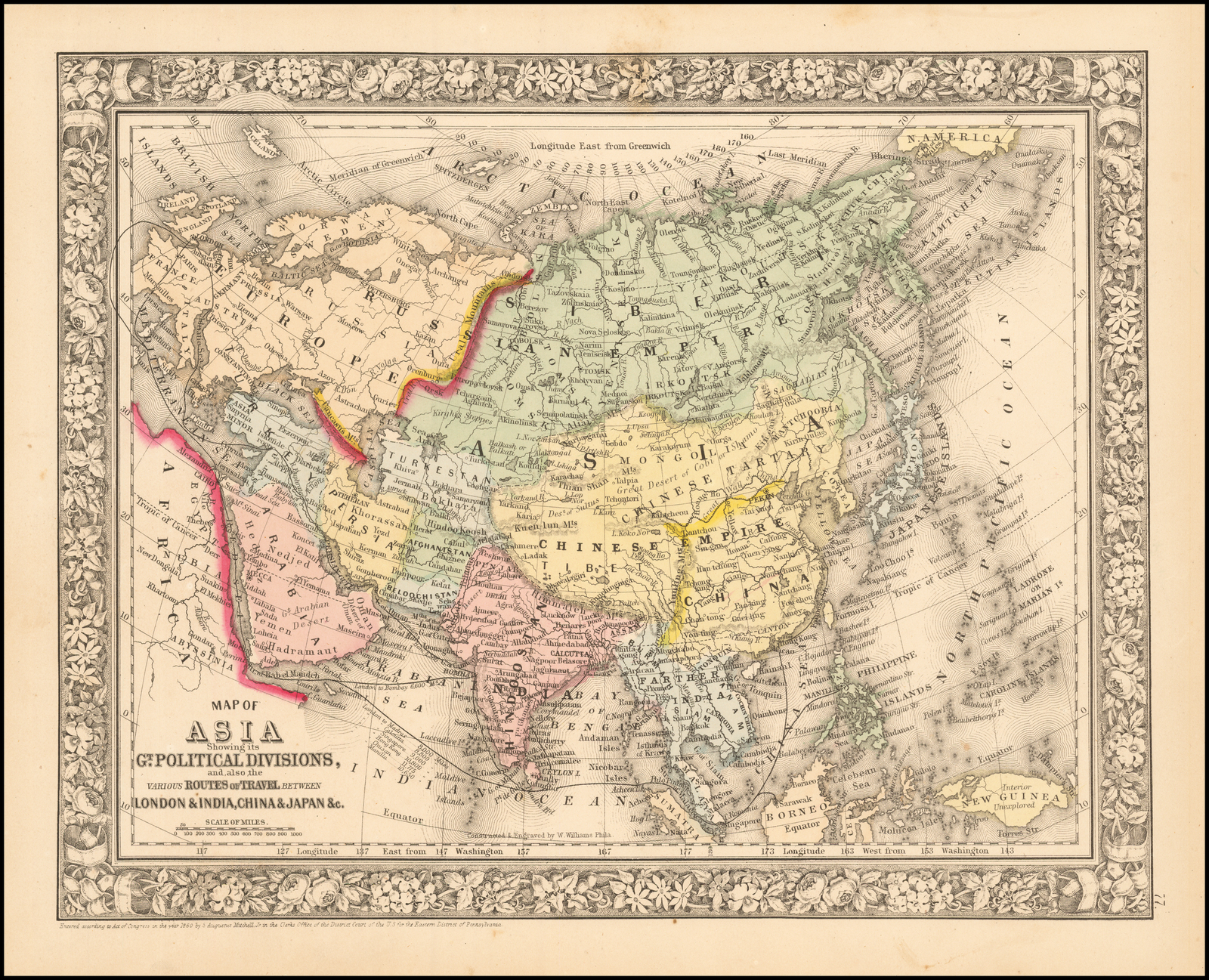 Map of Asia Showing its Gt. Political Divisions and...Routes of Trade ...