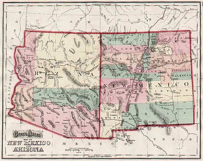 Gray's Atlas Map of New Mexico and Arizona - Barry Lawrence Ruderman ...