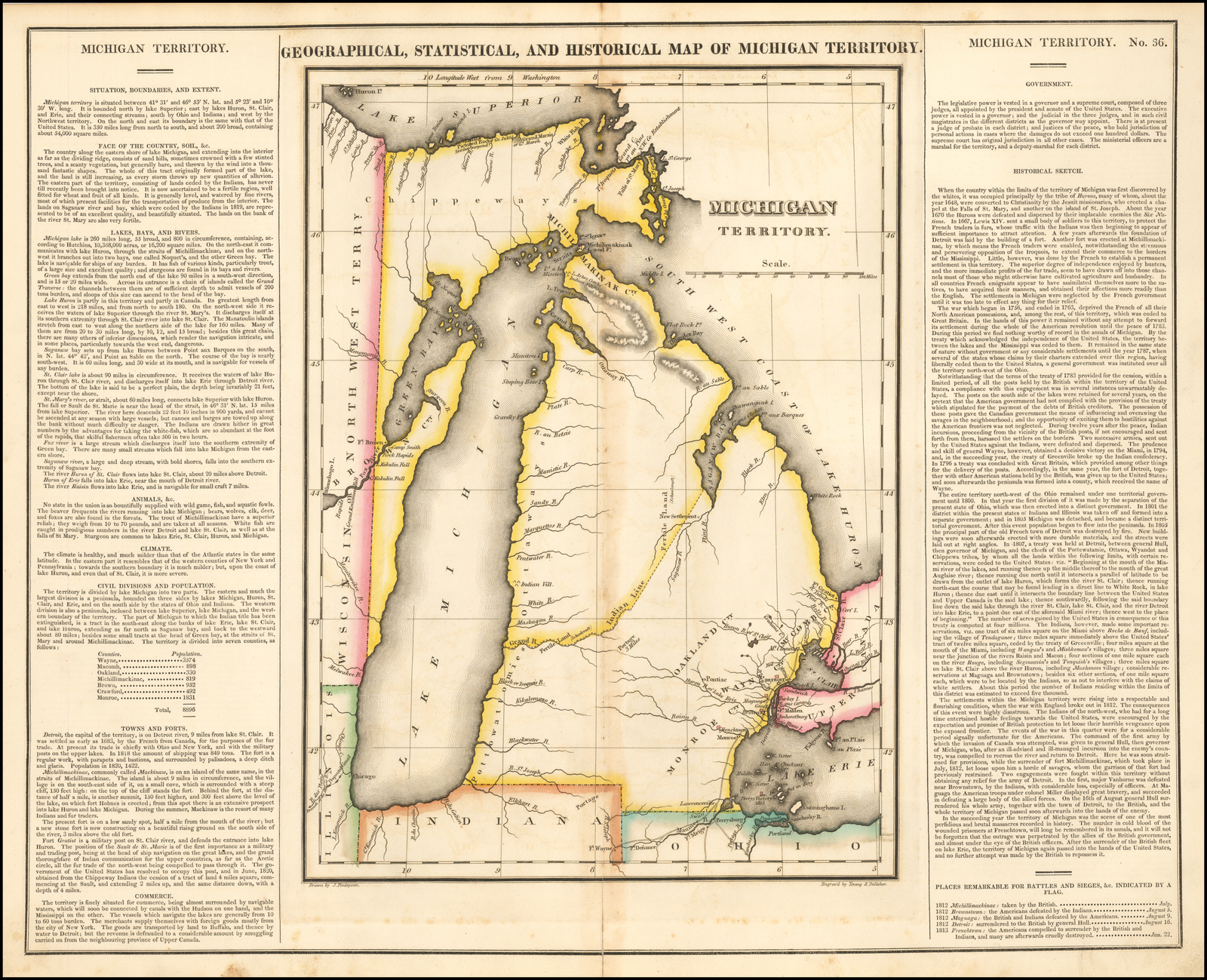 Geographical, Statistical and Historical Map of Michigan Territory ...