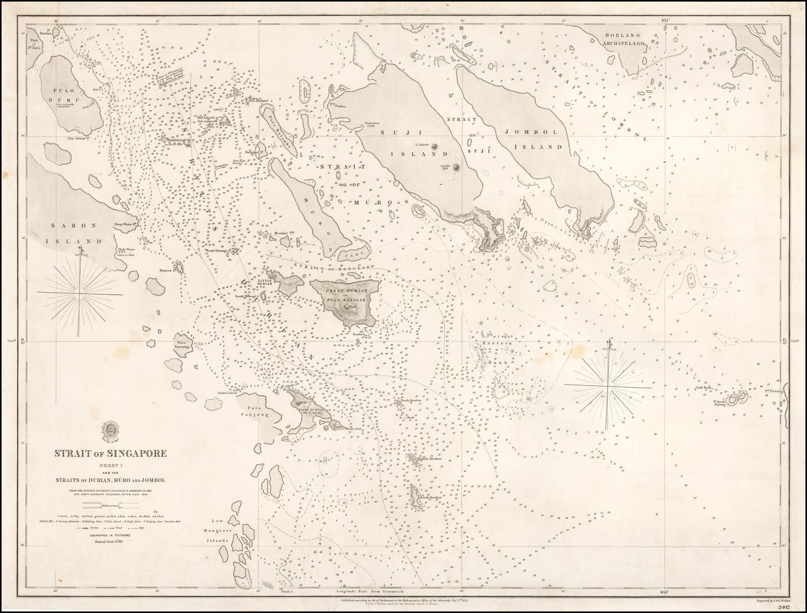 Strait of Singapore Sheet 1 and the Straits of Durian, Muro and Jombol ...
