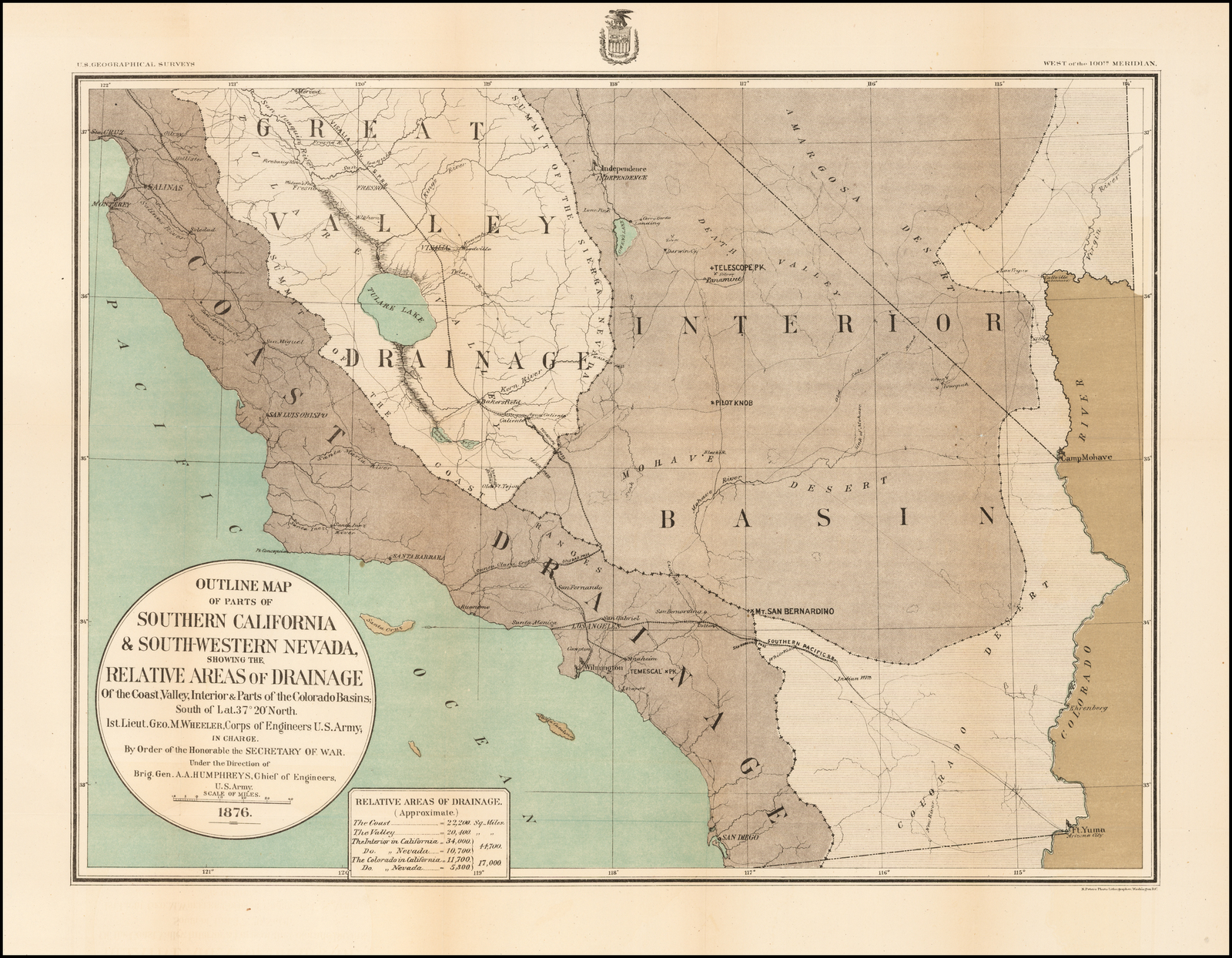 Outline Map of Parts of Southern California & South-Western Nevada ...