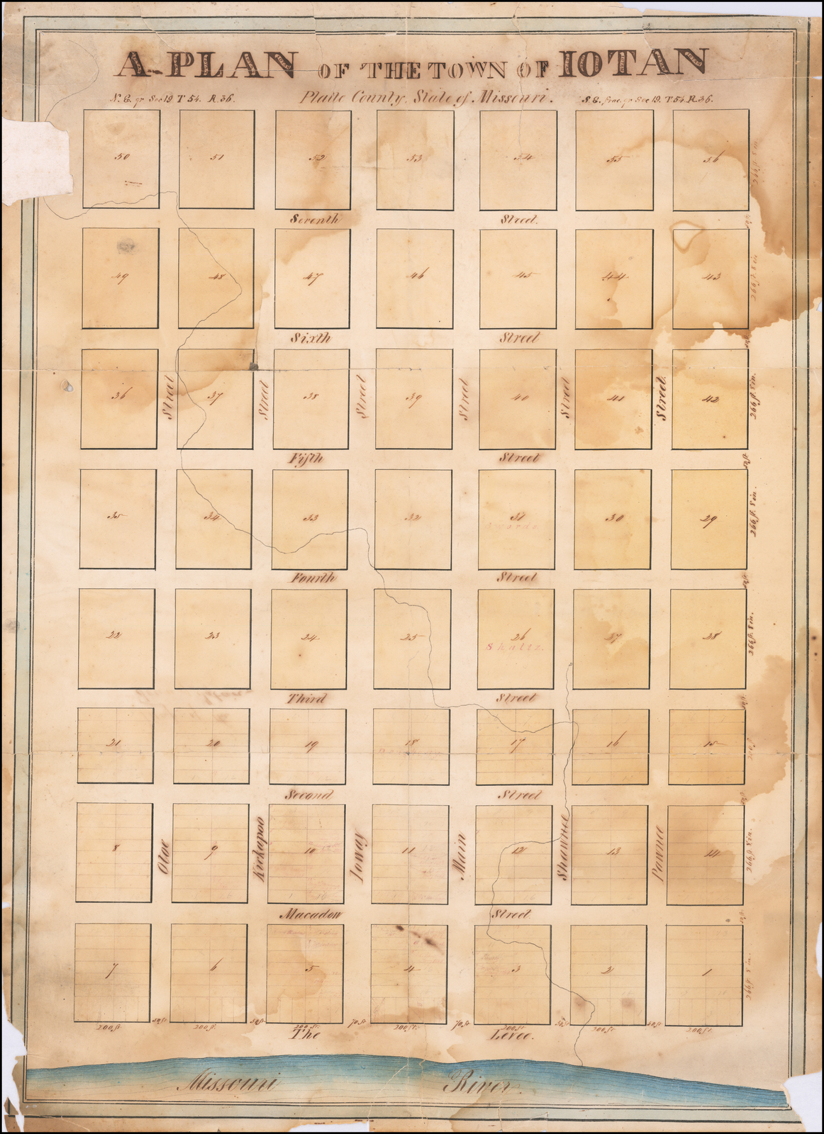 [Iatan, Missouri] A Plan of the Town of Iotan Platte County, State of ...
