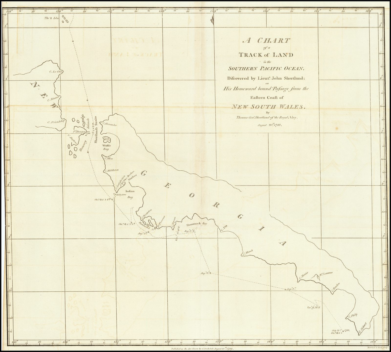 A Chart of a Track of Land in the Southern Pacific Ocean, Discovered by ...