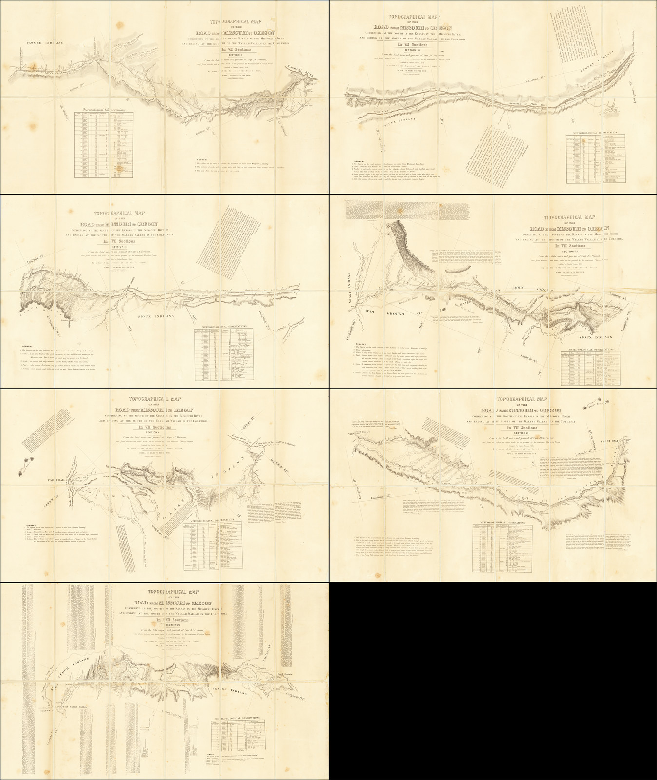 Topographical Map of the Road From Missouri To Oregon Commencing at the ...