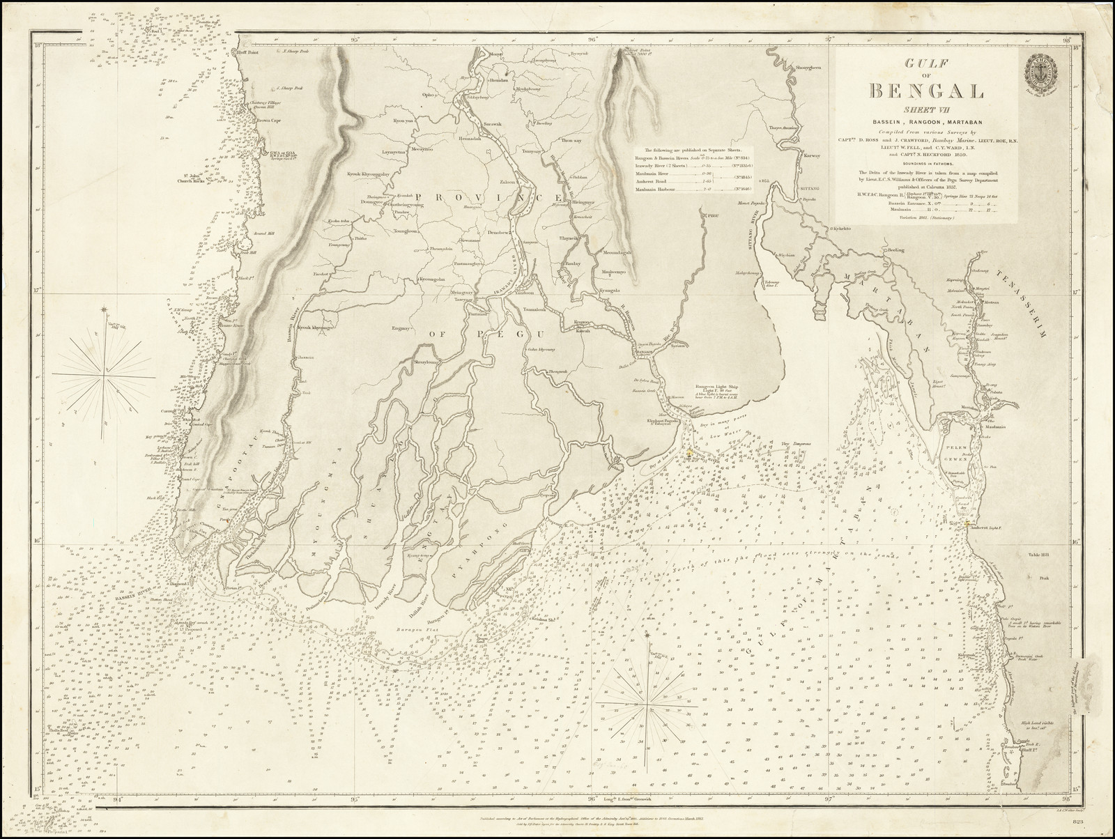 [Myanmar] Gulf of Bengal Sheet VII Bassein, Rangoon, Martaban Compiled ...