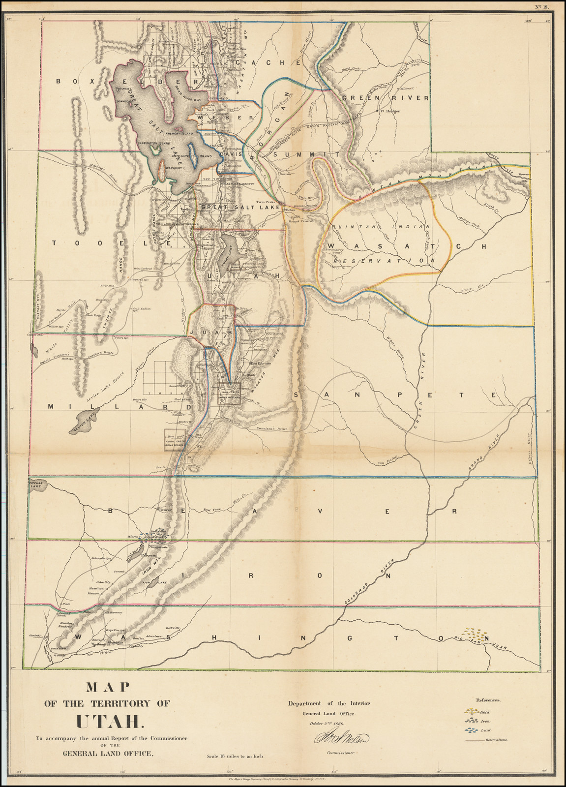 Map of the Territory of Utah . . . 1866 - Barry Lawrence Ruderman ...