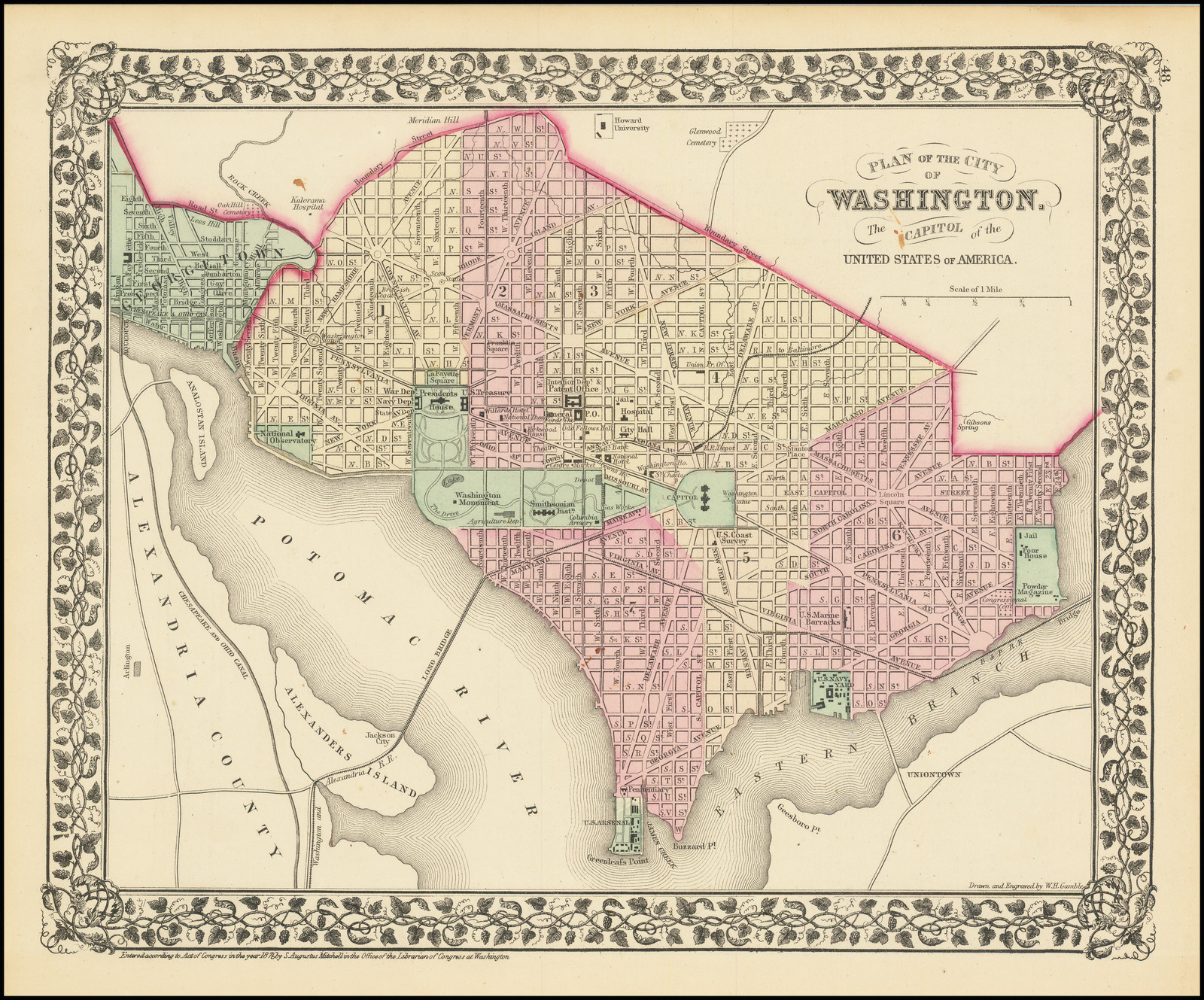 Plan of the City of Washington. The Capitol of the United States of ...