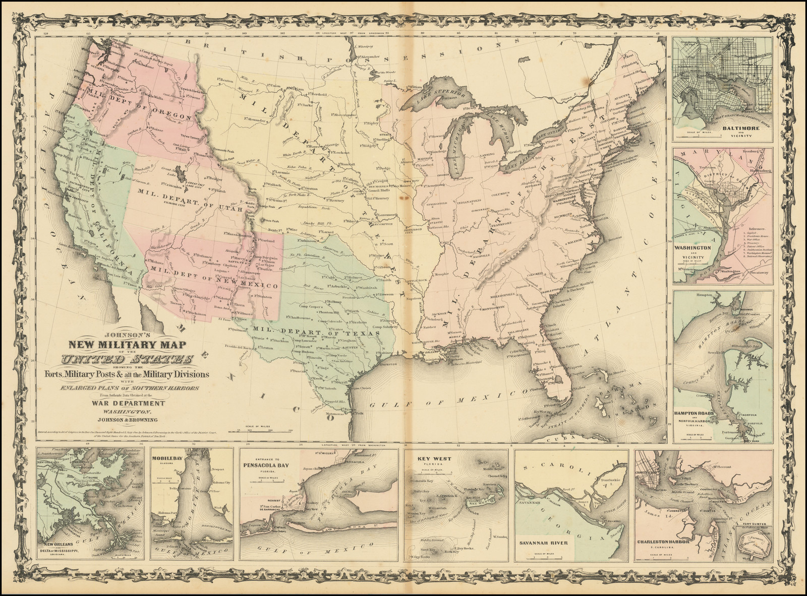 Johnson's New Military Map of the United States Forts, Military Posts ...
