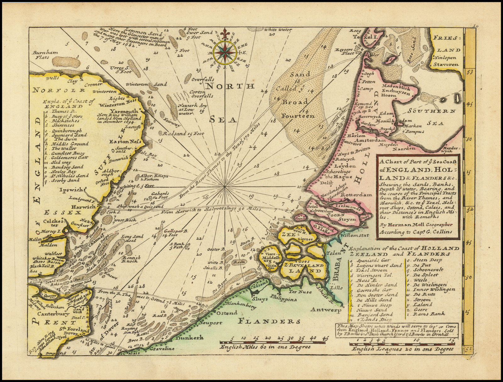 A Chart of Part of ye Sea Coast of England, Holland & Flanders &c ...