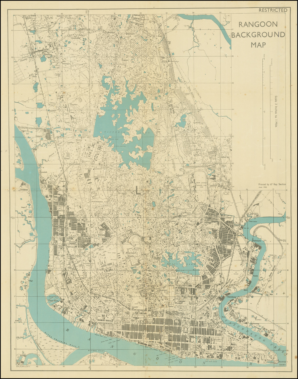 [Yangon] Rangoon Background Map - Barry Lawrence Ruderman Antique Maps Inc.