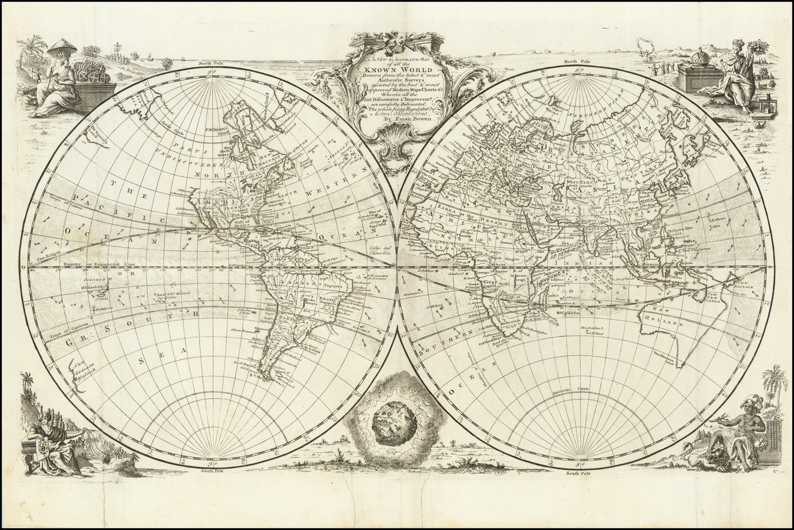 A New & Accurate Map of all the Known World Drawn from the latest ...