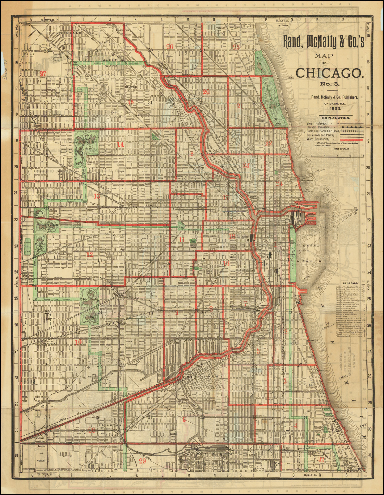 Rand McNally & Co's Map of Chicago No. 3 . . . 1893 (New Chicago City ...