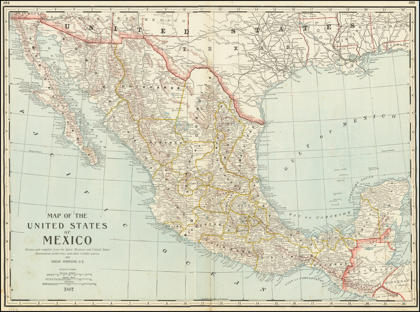 Map of the United States of Mexico Drawn and compiled from the latest ...