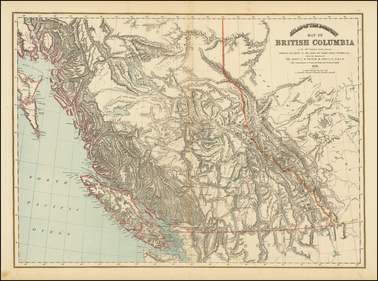Northern British Columbia Map British Columbia, 1862. Coast Lines From