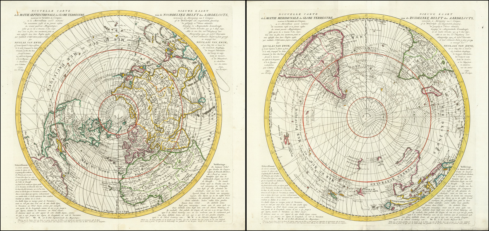 [An Early Mapping of Geomagnetism] Nouvelle Carte de la Moitie Septentrionale du Globe Terrestre ...