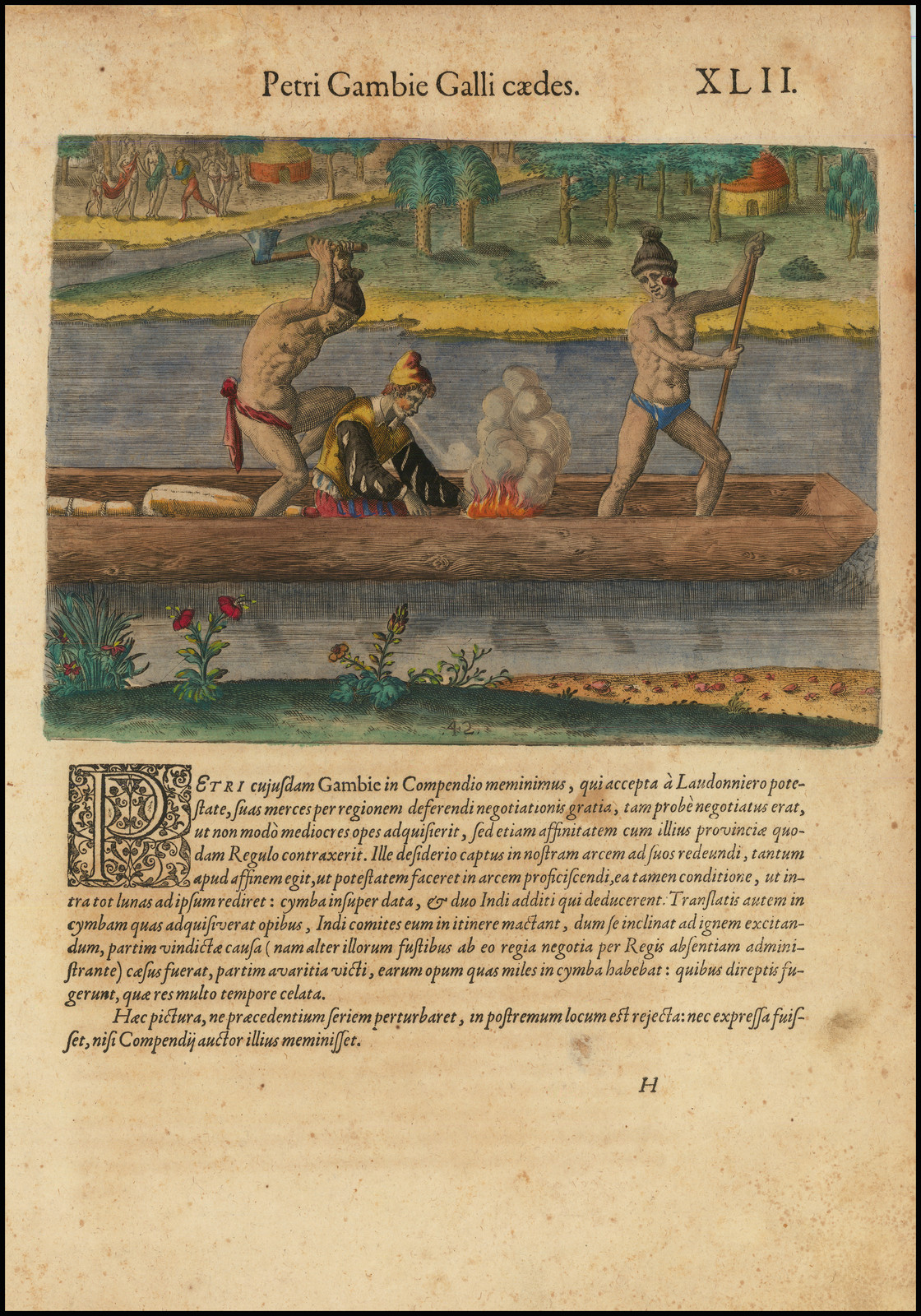 (Native American about to Murder A Frenchman in a Dugout Canoe) Welcher ...
