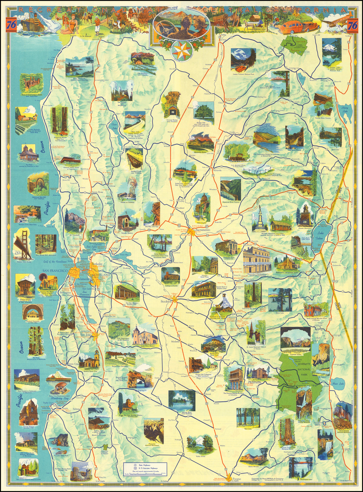Recreational Map Central California - Barry Lawrence Ruderman Antique ...