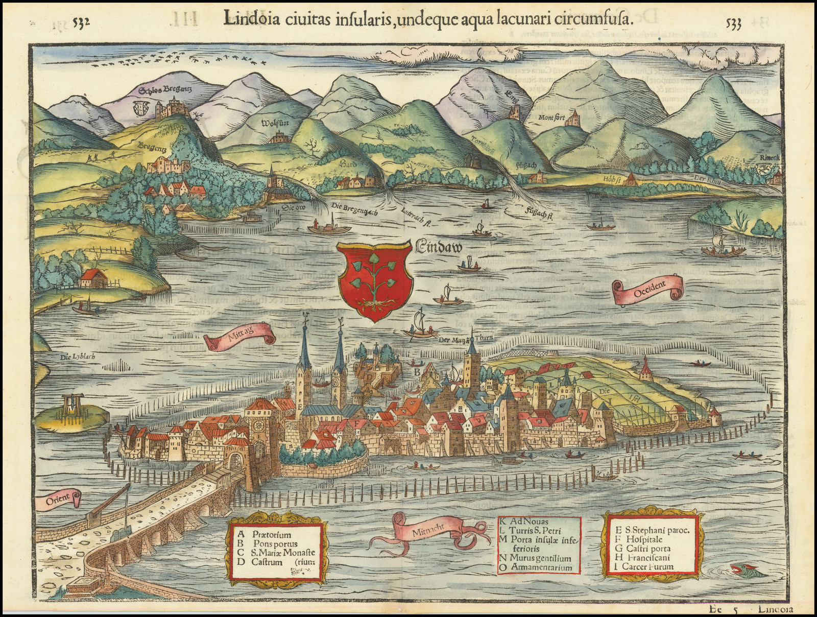 (Lindau) Lindoia civitas insularis, undique aqua lacunari circumsula ...