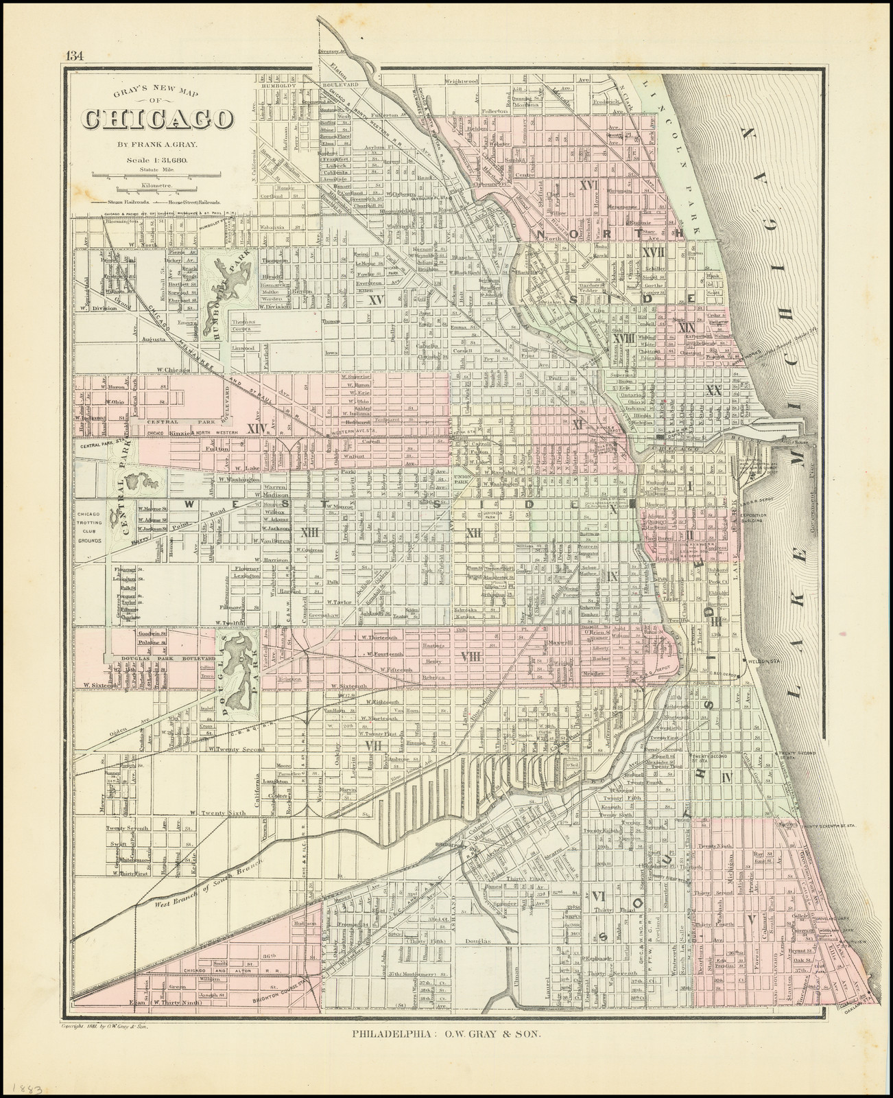 Gray's New Map of Chicago - Barry Lawrence Ruderman Antique Maps Inc.
