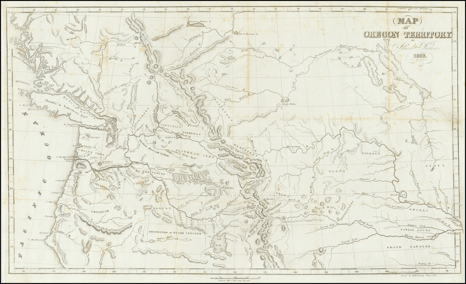 Map of Oregon Territory. By Samuel Parker. 1838. - Barry Lawrence ...