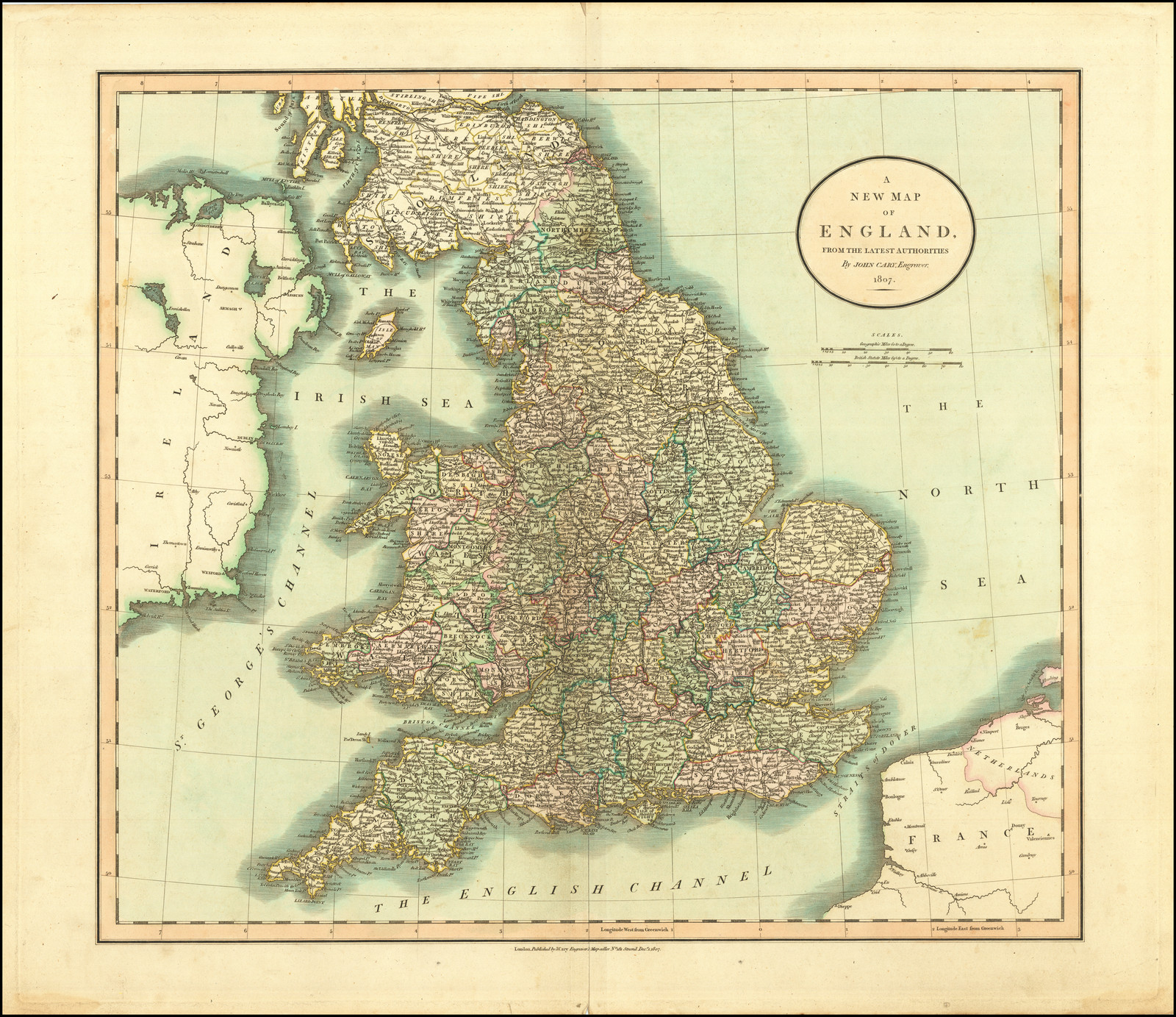 A New Map of England, from the Latest Authorities . . . 1807 - Barry ...