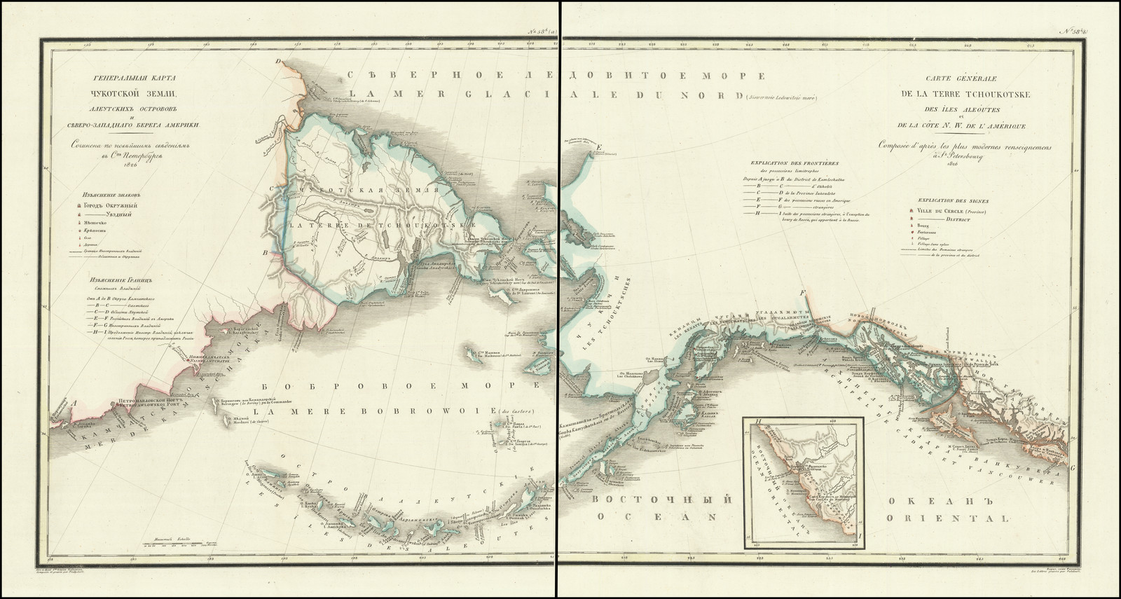 [Russian America / Large Inset of Russian California] Carte Générale de ...