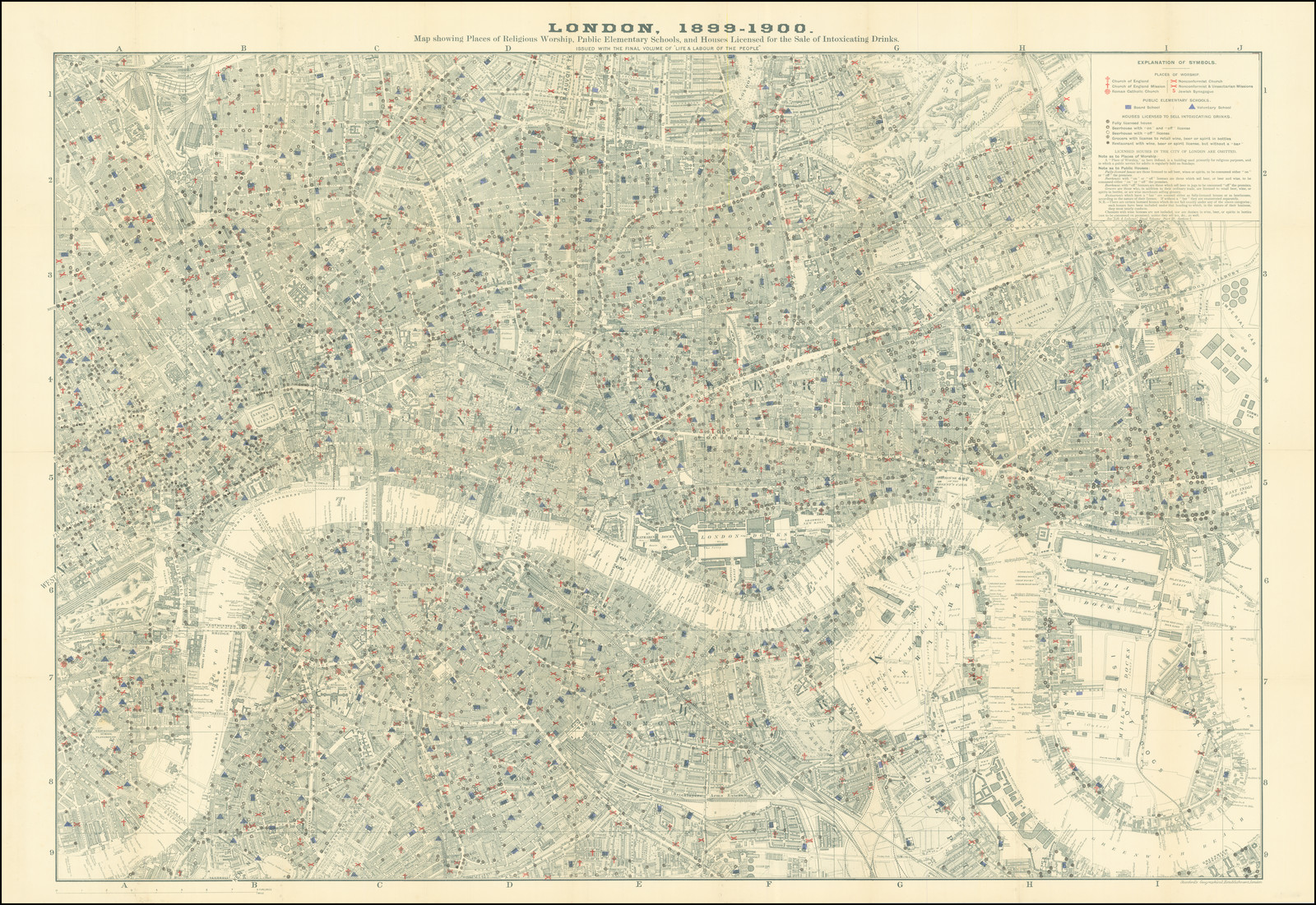 (Booth Temperance Map) London, 1899-1900. Map showing Places of ...