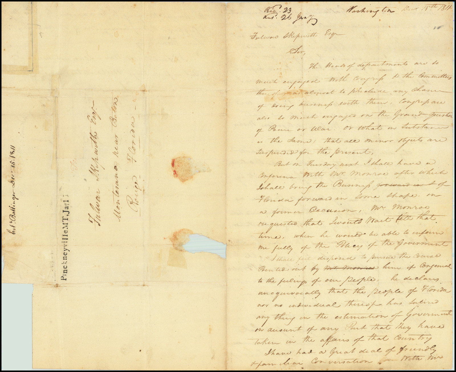 (Republic of West Florida - US Expansionism) [Manuscript letter to ...