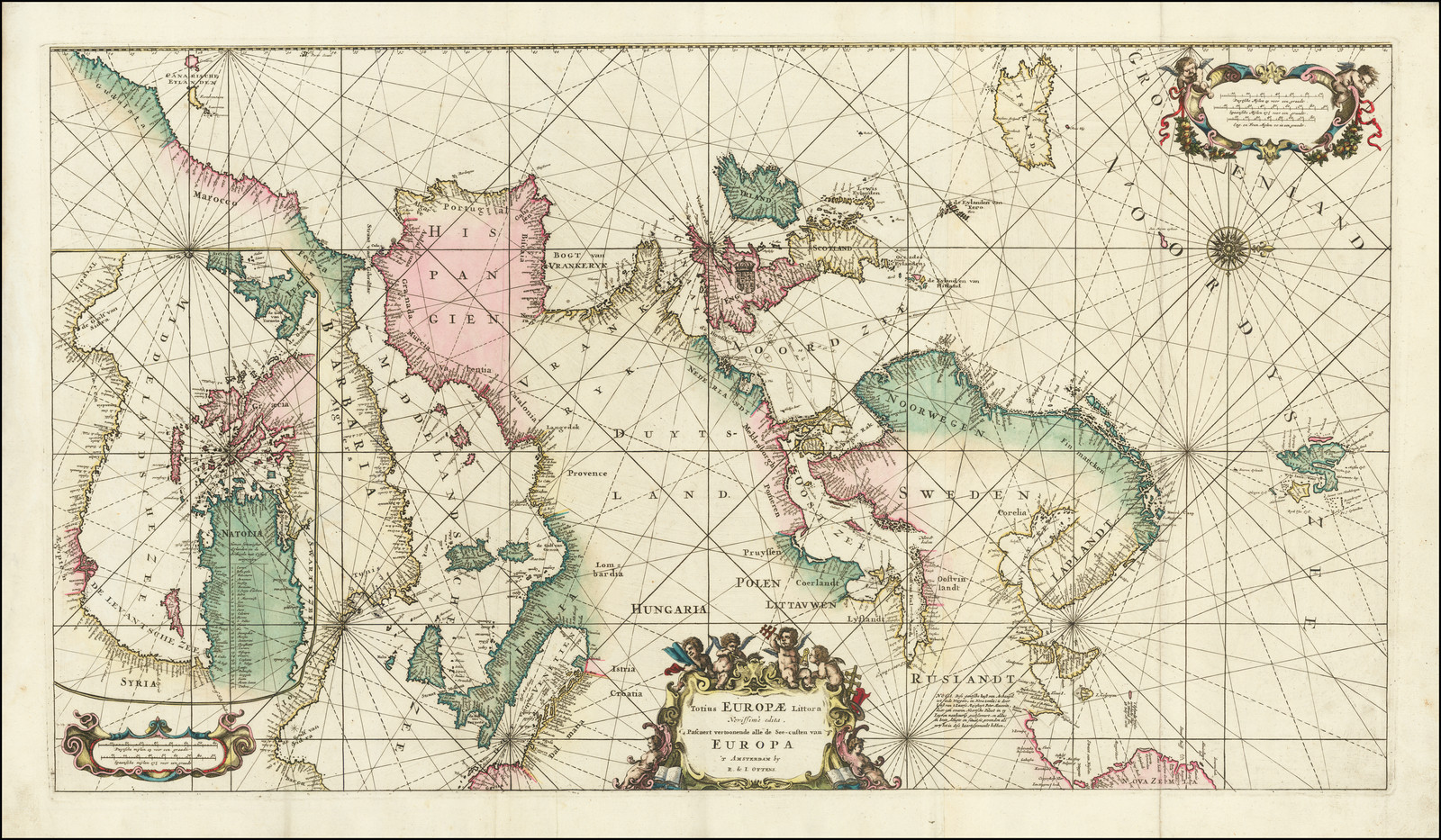 [ North Atlantic Sea Chart ] Totius Europae Littora Novissime adita ...
