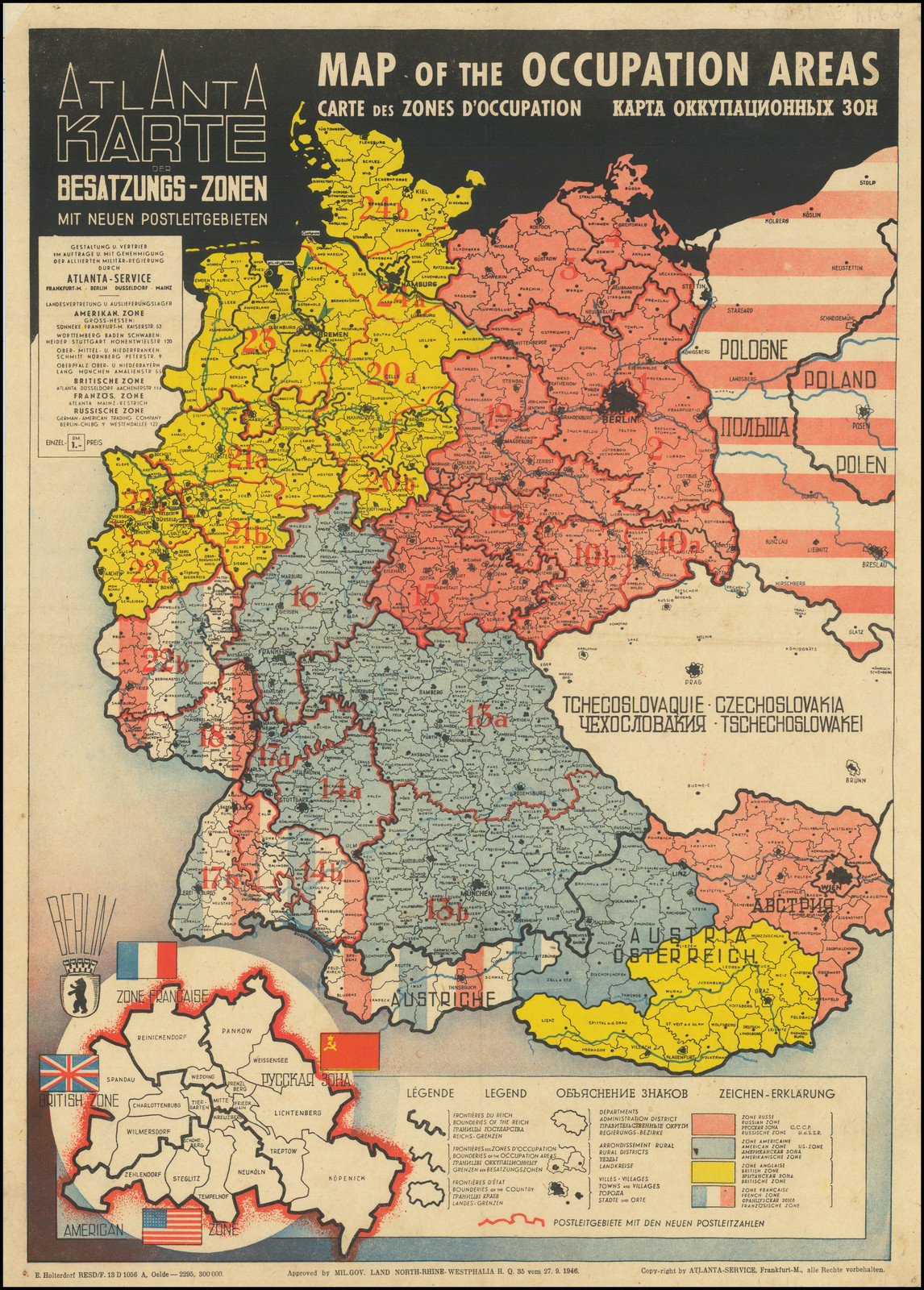 Map of the Occupation Areas | Carte des Zones D'Occupation | Карта ...