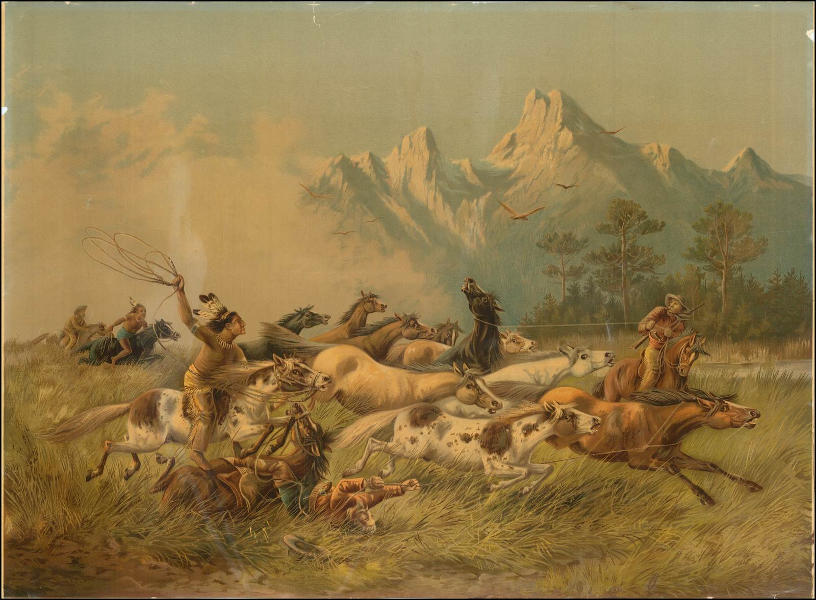 (Western Print) [Large chromolithograph print of Native Americans and ...