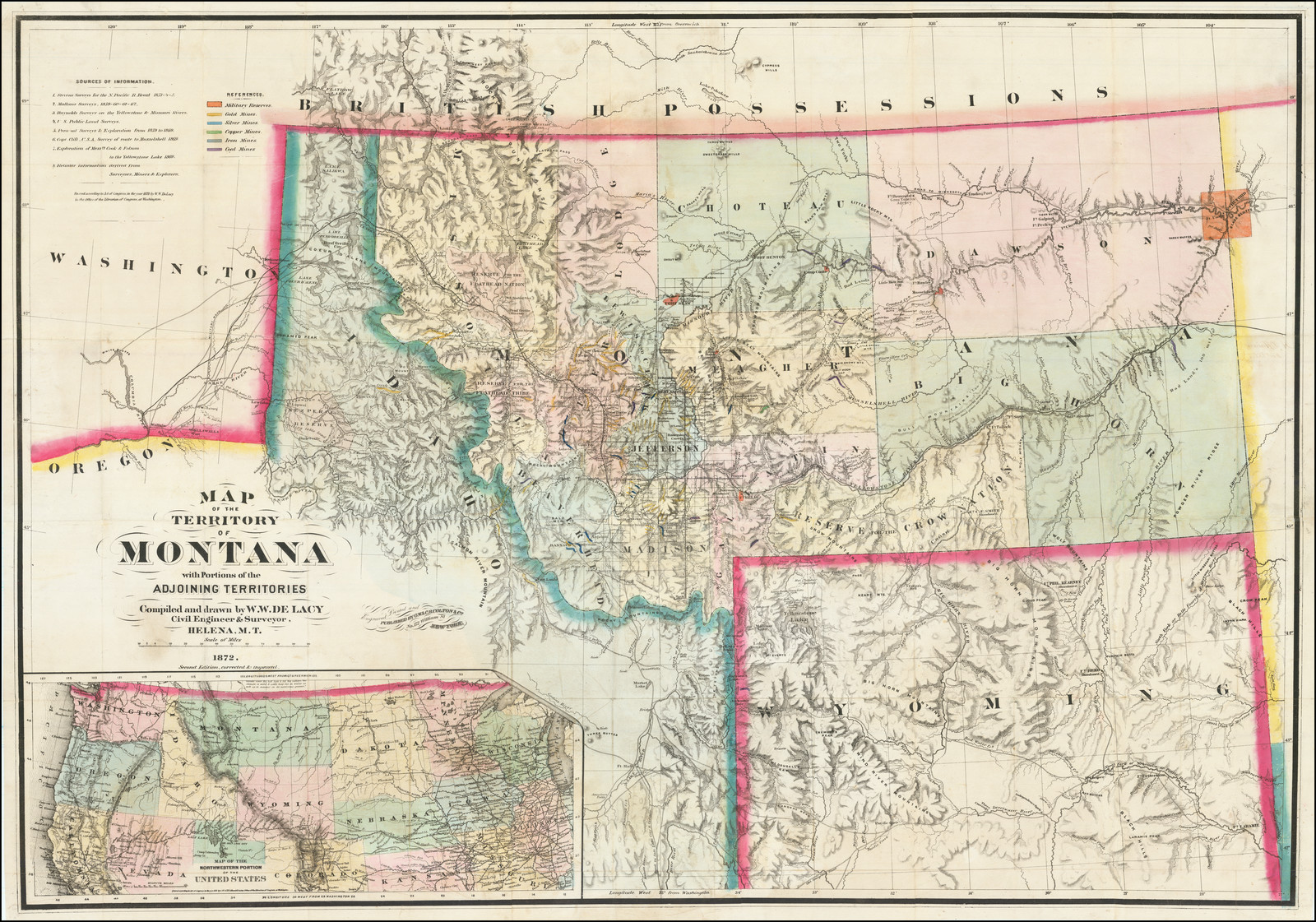 Map Of The Territory Of Montana with Portions of the Adjoining ...