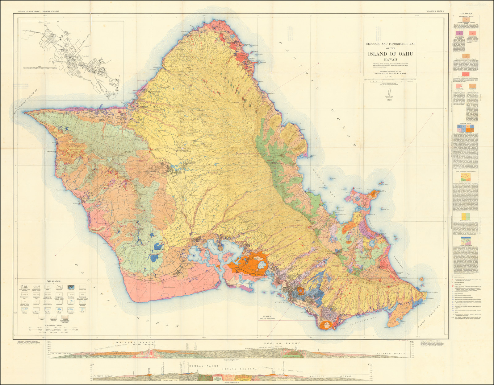 Geologic and Topographic Map of the Island of Oahu - Barry Lawrence ...