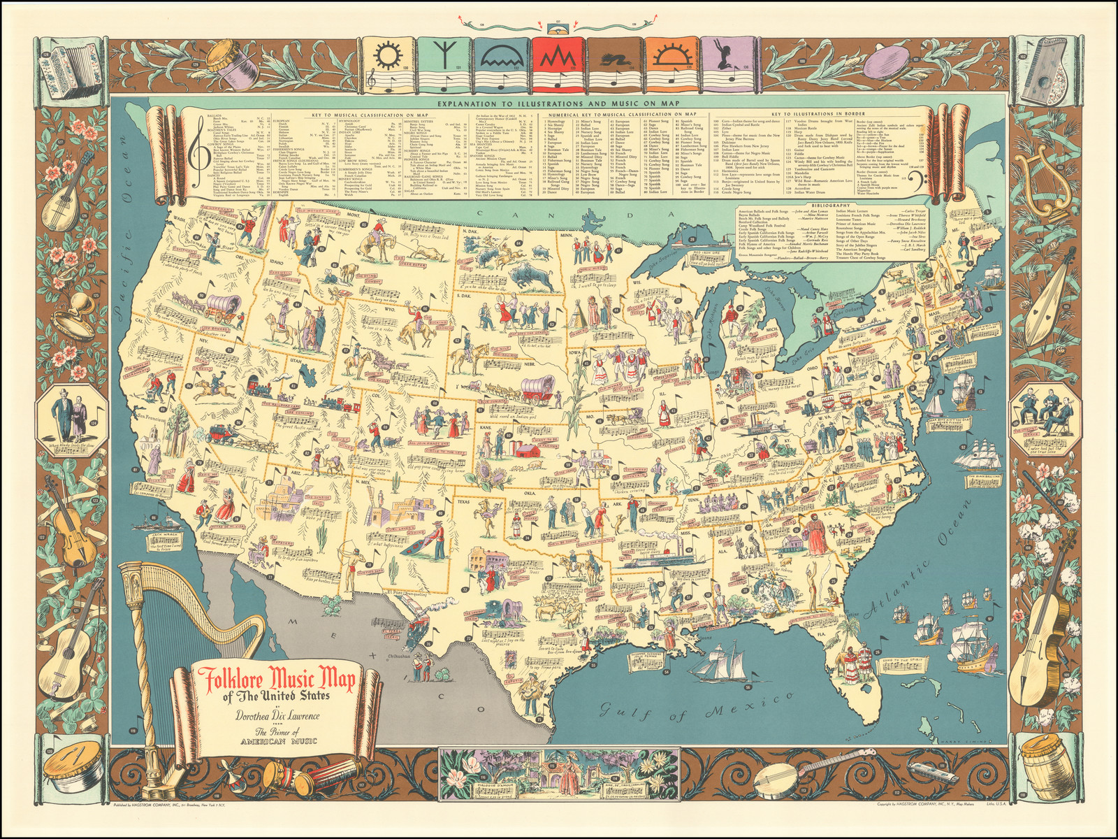 Folklore Music Map of The United States By Dorothea Dix Lawrence From ...