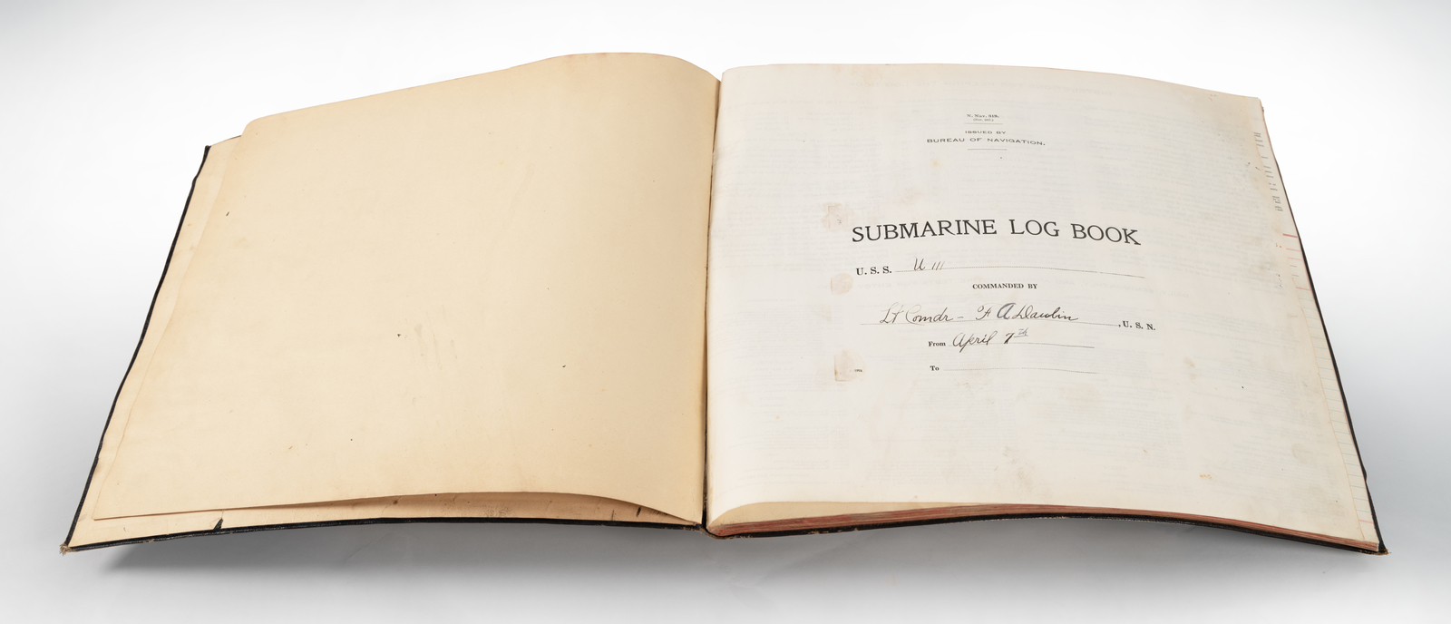 Submarine Log Book | U.S.S. "U111 | Lt Comdr- F A Daubin", U.S.N ...