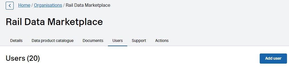 Manage user accounts - Rail Data Marketplace