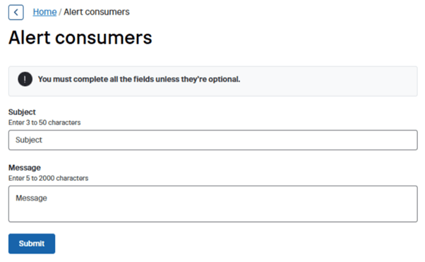 Send an alert about a data product - Rail Data Marketplace